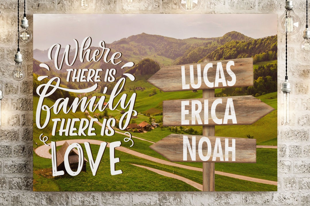 Personalized Landscape Field Mountain Multi Name Family Canvas Wall Art ...