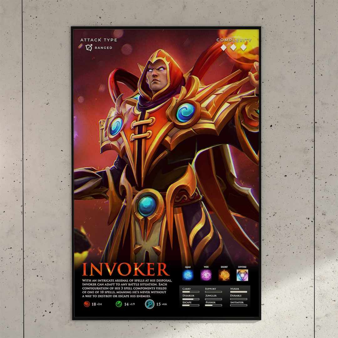 Invoker Dota 2 Game Anime Art Print Poster | Aesthetic Game Room Decor ...