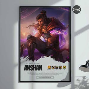 Akshan Custom LOL Poster Wall Art | Add Username | Perfect Gamer Gift ...