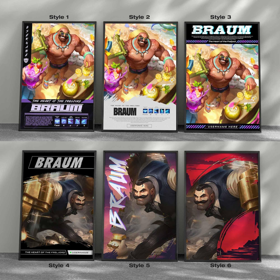 Braum Custom LOL Poster Wall Art | Add Username | Perfect Gamer Gift ...