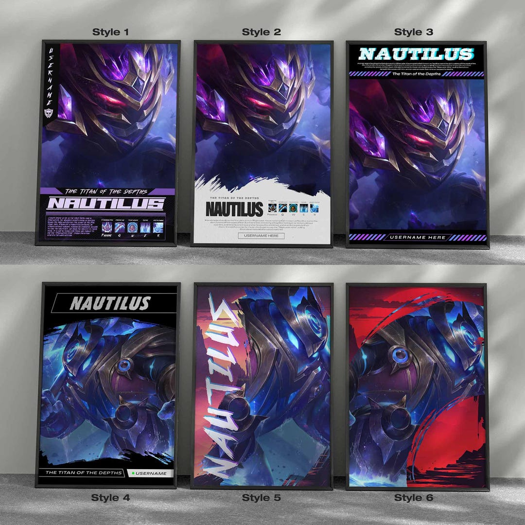 Nautilus Custom LOL Poster Wall Art | Add Username | Perfect Gamer Gift | Collectible | Gaming ...