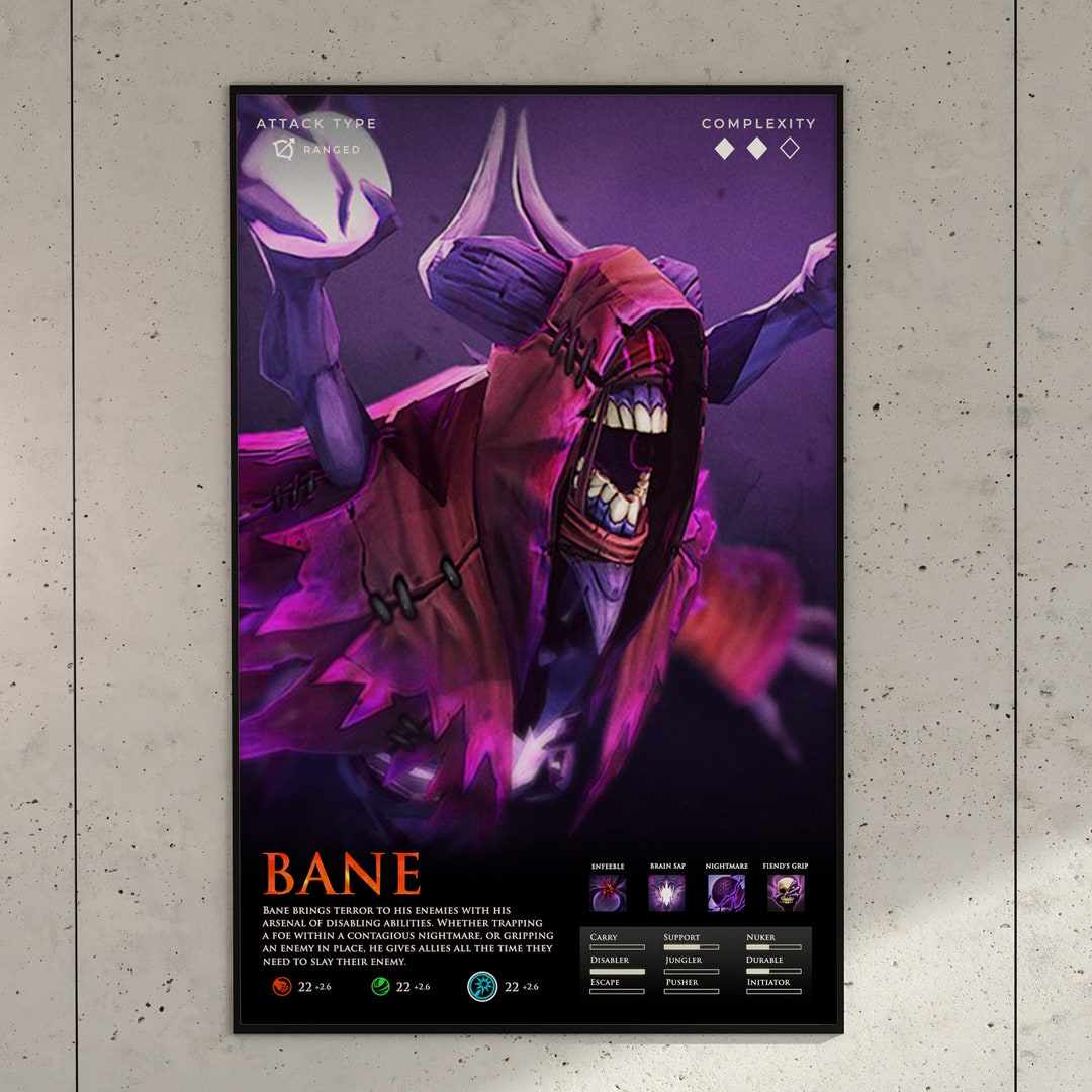 Bane Dota 2 Game Anime Art Print Poster | Aesthetic Game Room Decor ...
