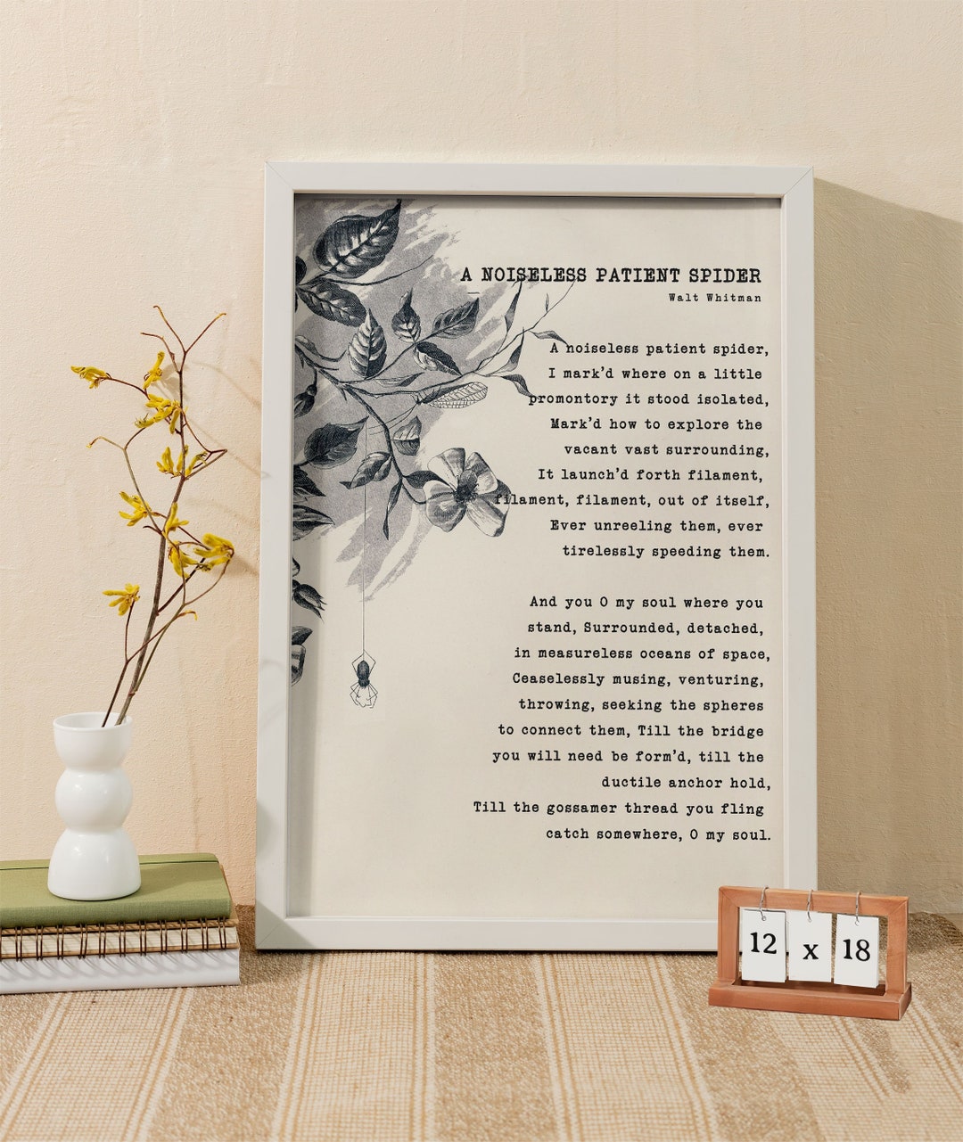 A Noiseless Patient Spider (long)- Walt Whitman | Premium Art Print ...