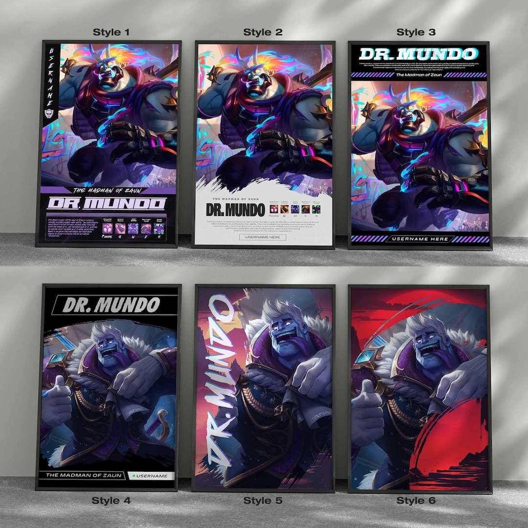 Dr. Mundo Custom LOL Poster Wall Art | Add Username | Perfect Gamer ...