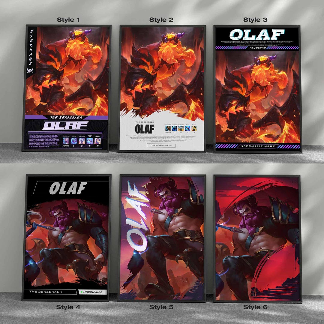 Olaf Custom LOL Poster Wall Art | Add Username | Perfect Gamer Gift ...