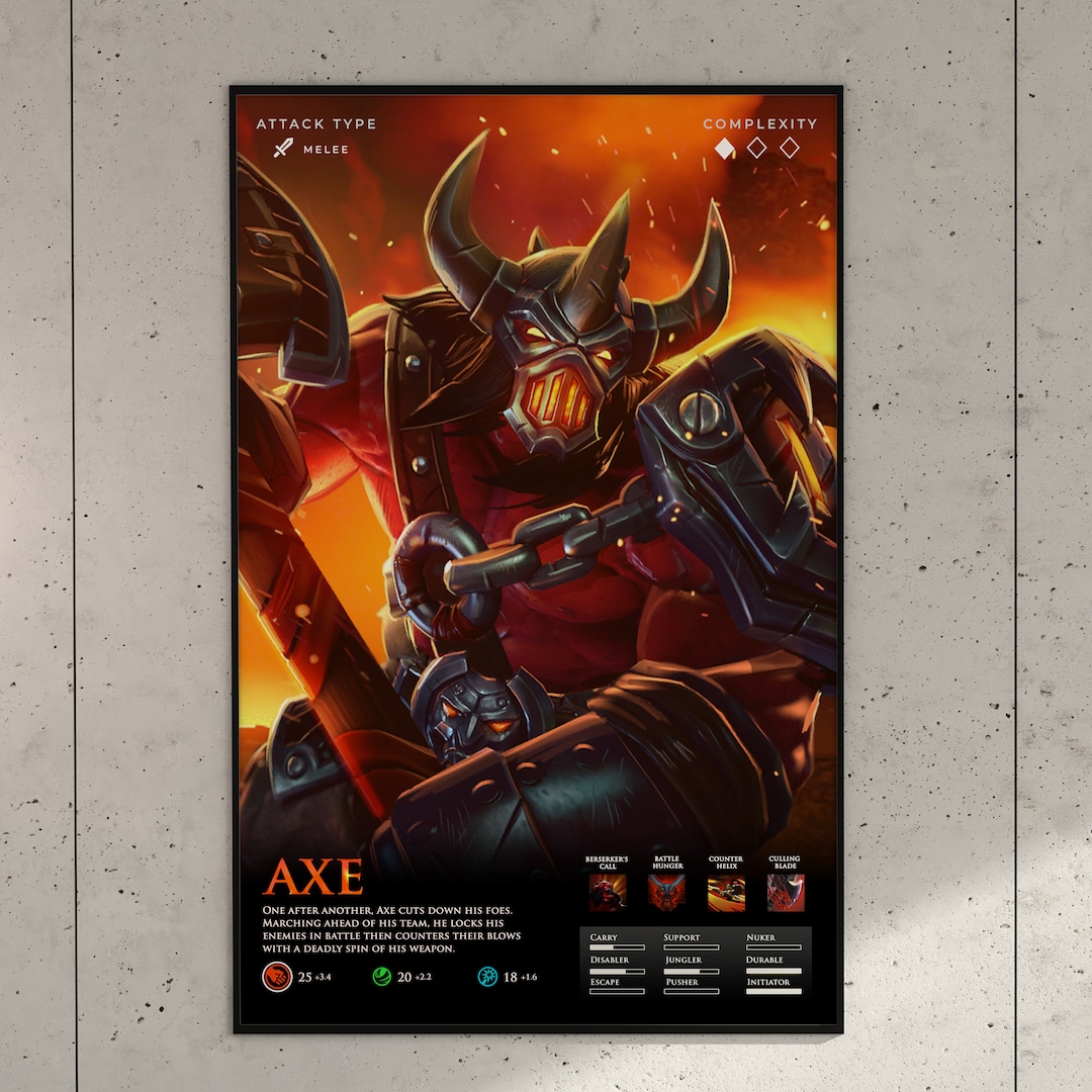 Axe Dota 2 Game Anime Art Print Poster | Aesthetic Game Room Decor Wall ...