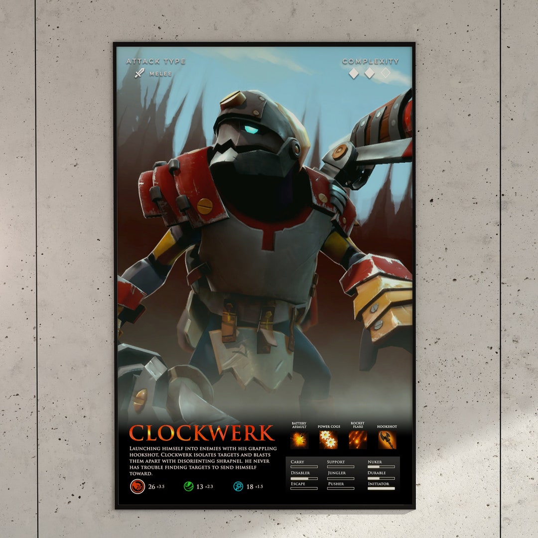 Clockwerk Dota 2 Game Anime Art Print Poster Aesthetic Game Room Decor ...