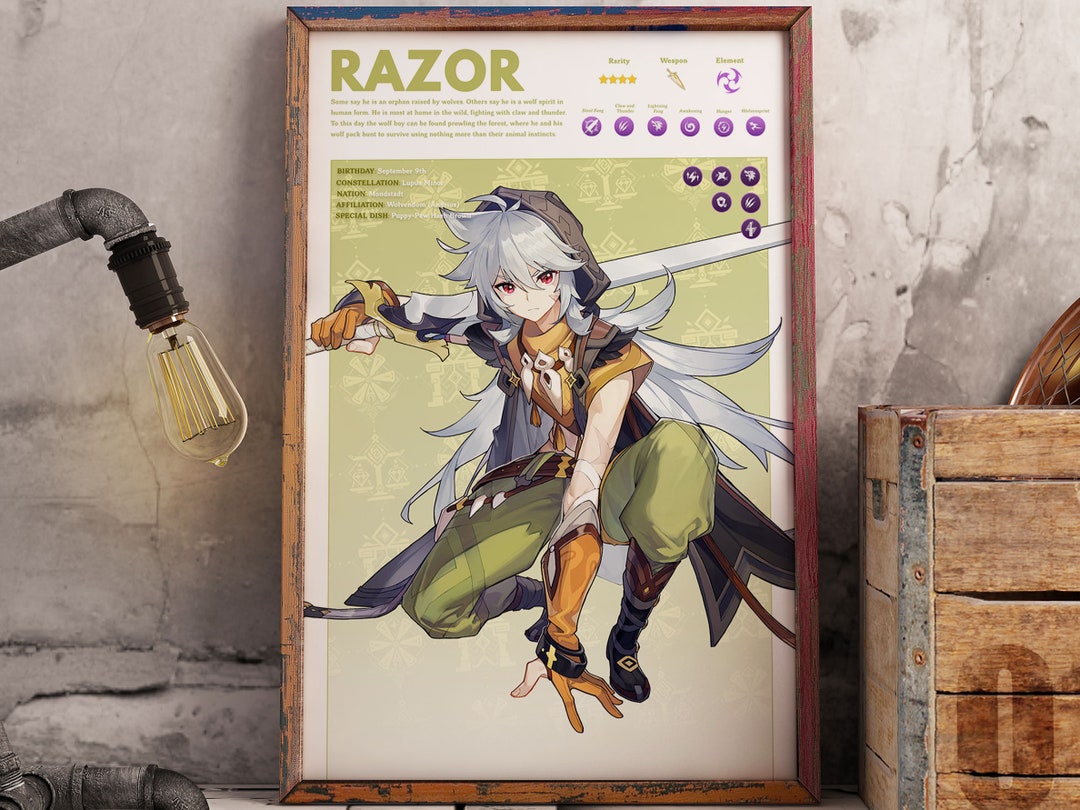 RAZOR Genshin Impact Gaming Poster Anime Poster Gaming Print Boyfriend ...