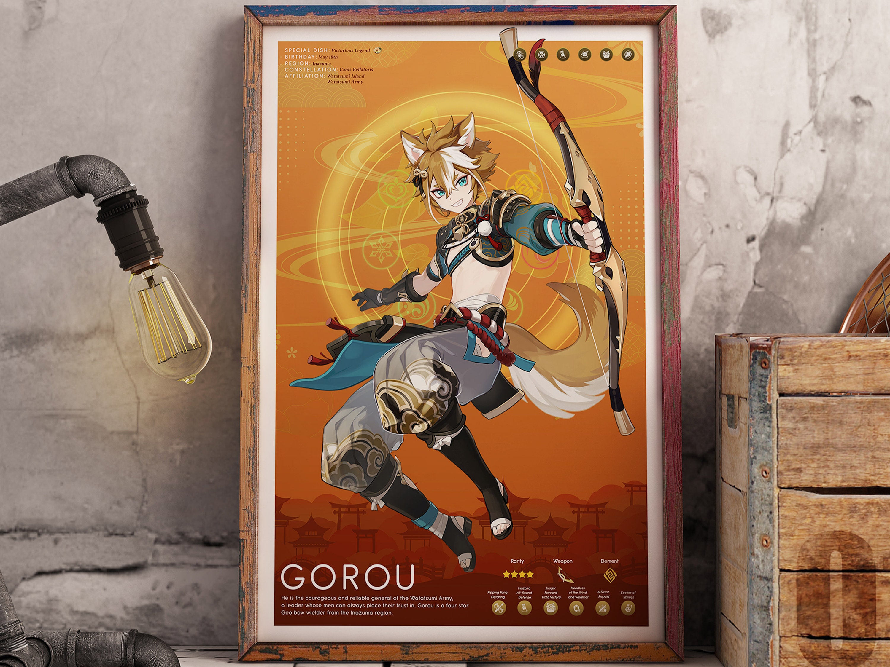 GOROU | Genshin Impact Profile Poster | Anime Poster | Gaming Print ...