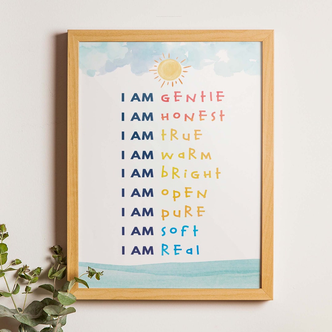 I Am Gentle Kids Positive Affirmation Wall Art Poster Print ...