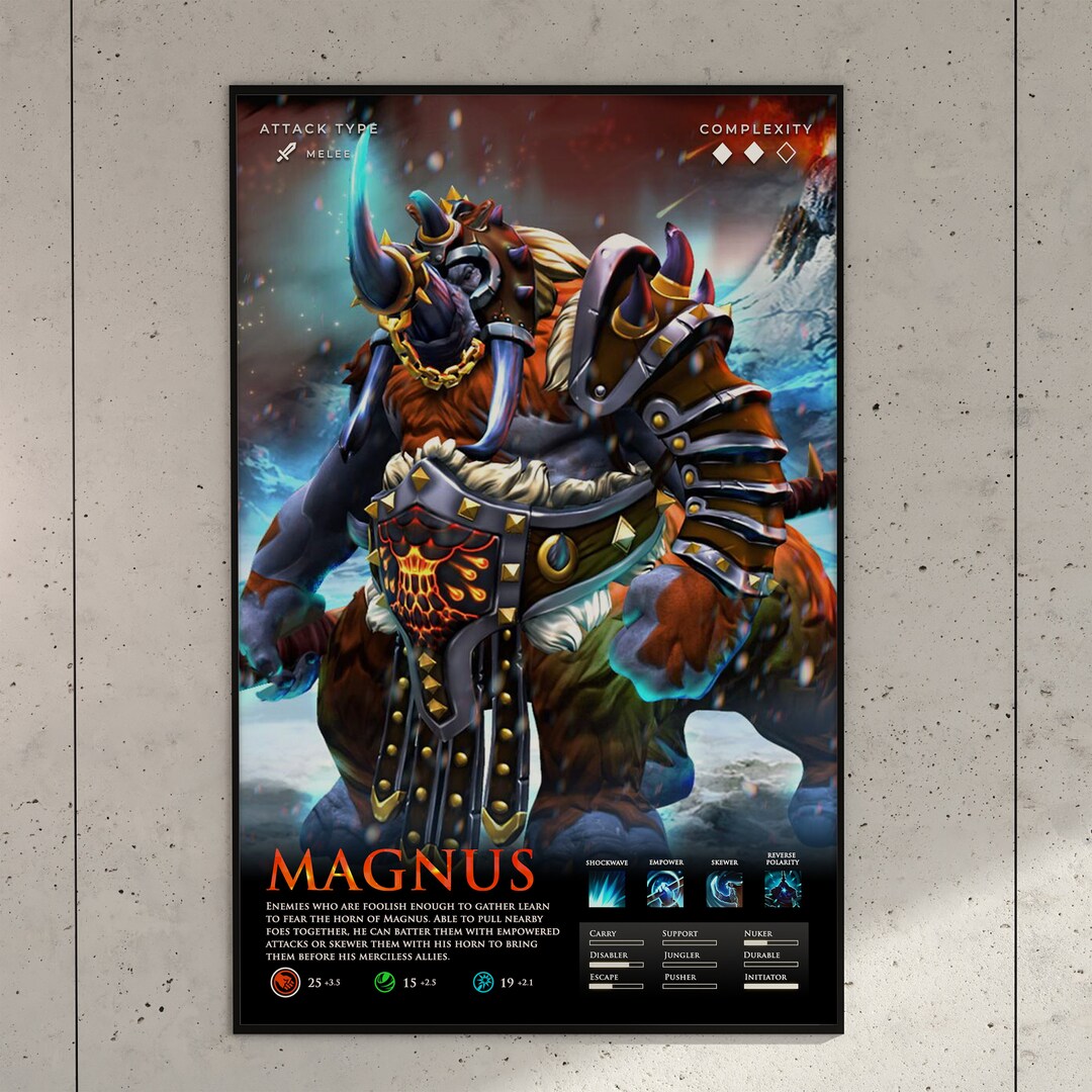 Magnus Dota 2 Game Anime Art Print Poster | Aesthetic Game Room Decor ...