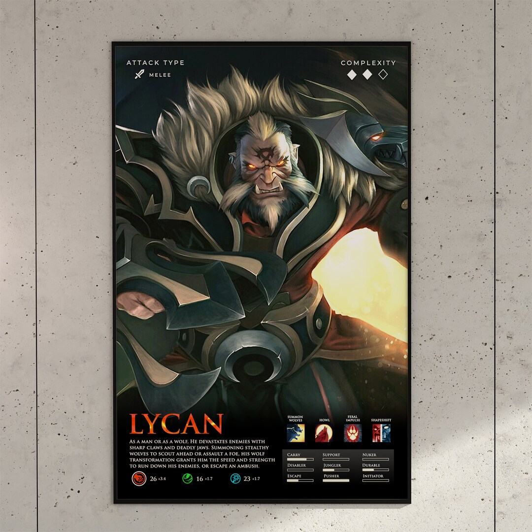 Lycan Dota 2 Game Anime Art Print Poster | Aesthetic Game Room Decor ...