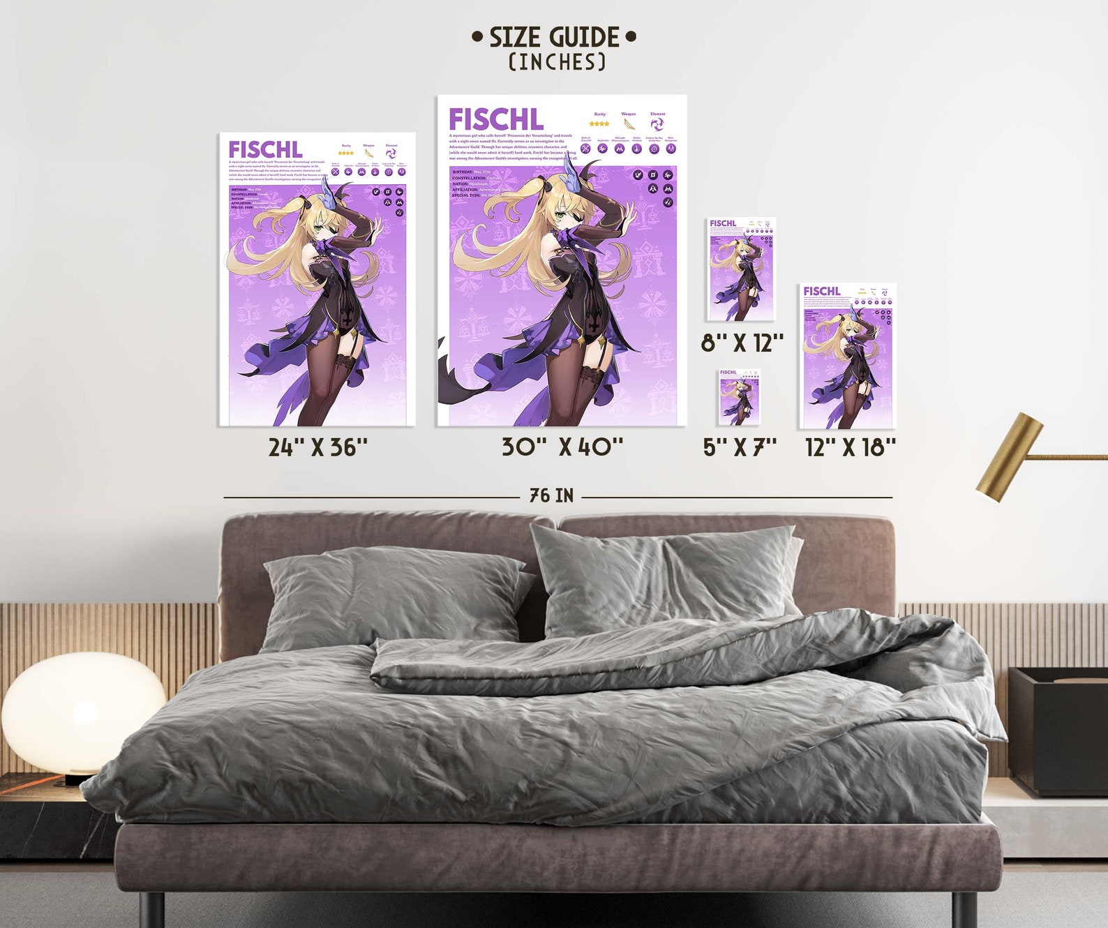 FISCHL Genshin Impact Gaming Poster Anime Poster Gaming - Etsy