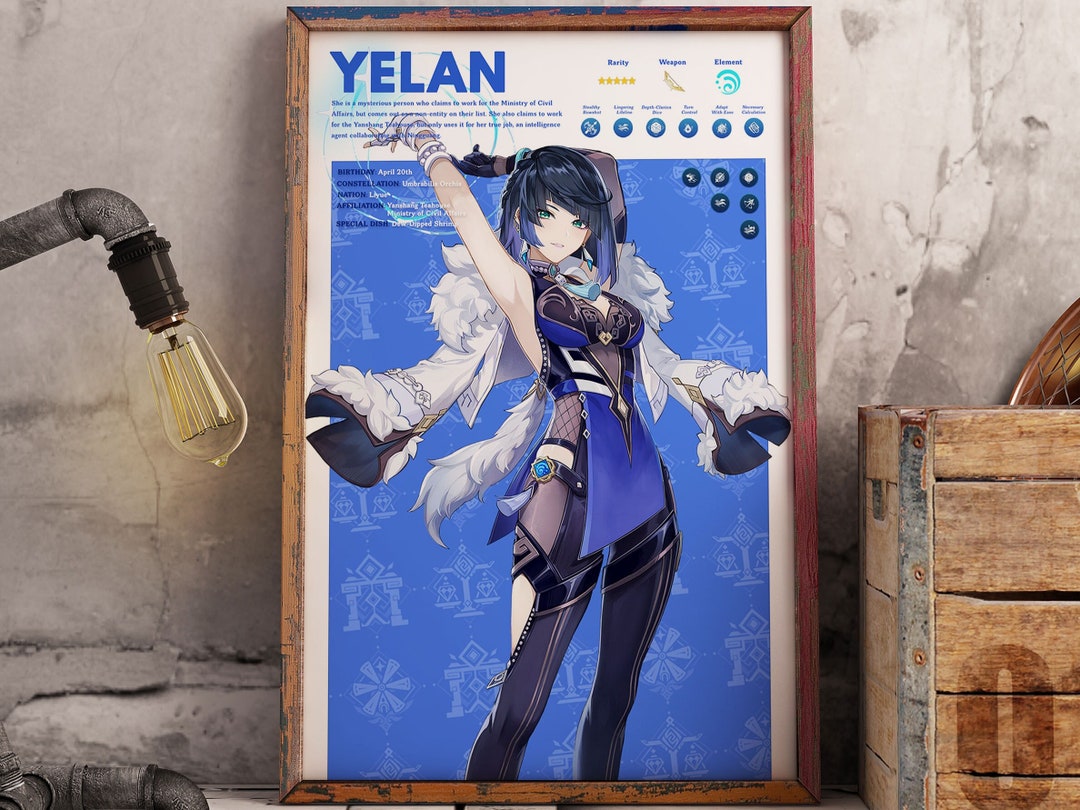 Buy YELAN | Genshin Impact Gaming Poster | Anime Poster | Gaming Print ...