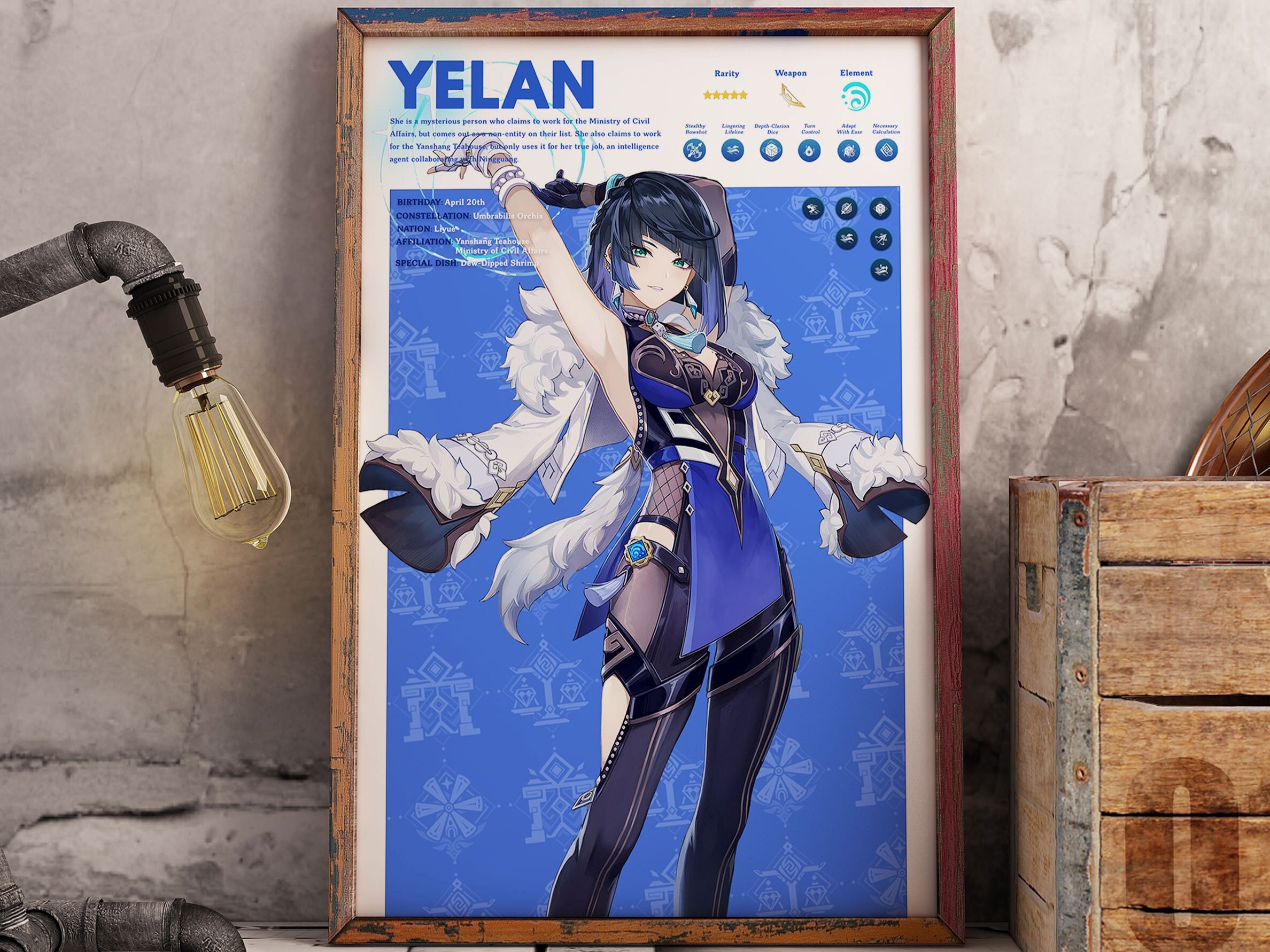 YELAN Genshin Impact Gaming Poster Anime Poster Gaming - Etsy Ireland
