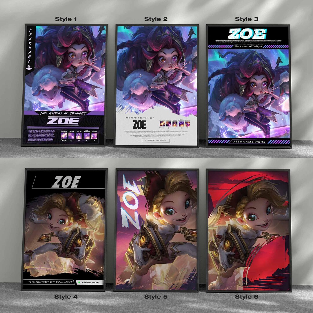 Zoe Custom LOL Poster Wall Art | Add Username | Perfect Gamer Gift ...