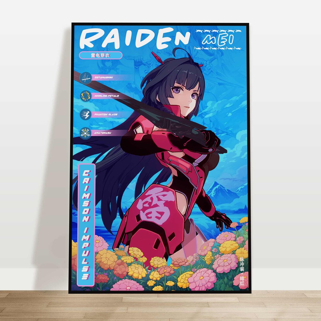 Raiden Mei Crimson Impulse Honkai Impact 3rd Anime Art Print Poster ...