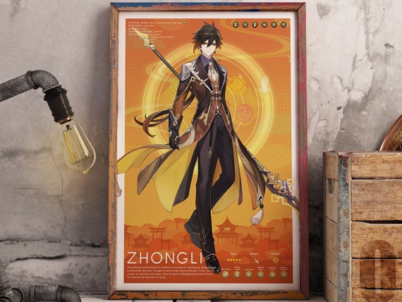 ZHONGLI Genshin Impact Profile Poster Anime Poster - Etsy