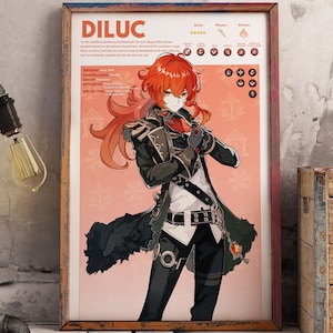DILUC | Genshin Impact Gaming Poster | Anime Poster | Gaming Print ...