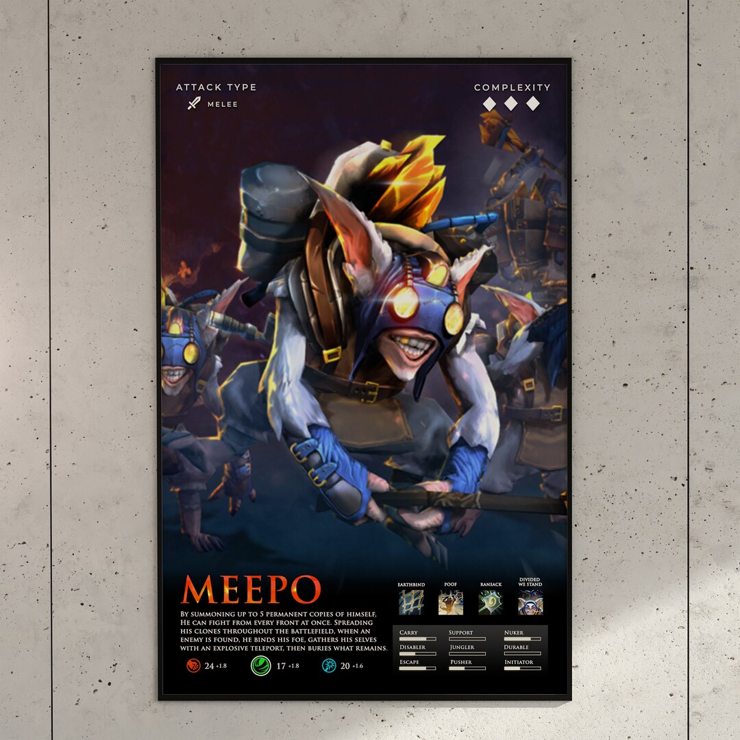Meepo Dota 2 Game Anime Art Print Poster | Aesthetic Game Room Decor ...
