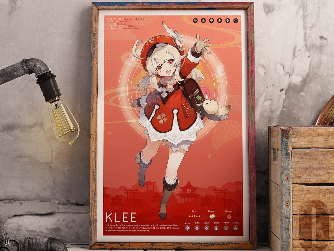 KLEE Genshin Impact Profile Poster Anime Poster Gaming - Etsy UK