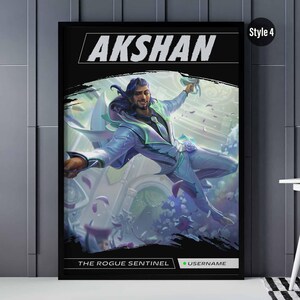 Akshan Custom LOL Poster Wall Art | Add Username | Perfect Gamer Gift ...