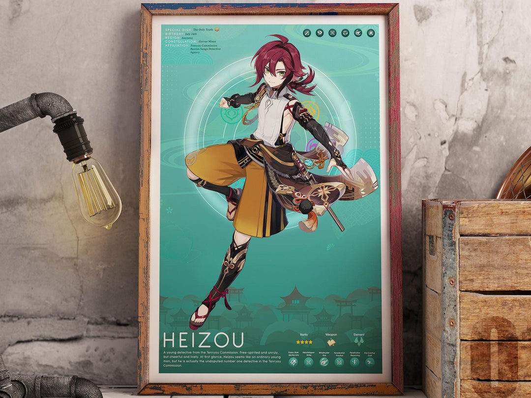 Heizou Genshin Impact Profile Poster Anime Poster Gaming Print ...