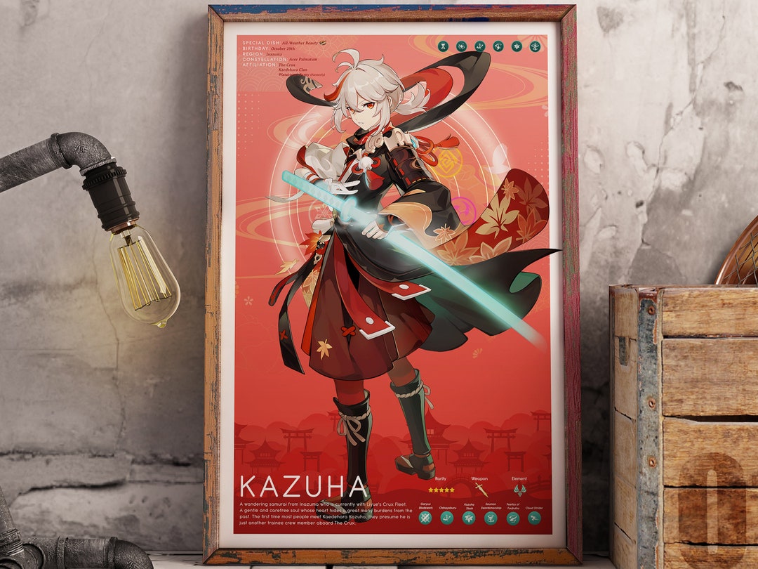 KAZUHA | Genshin Impact Profile Poster | Anime Poster | Gaming Print ...