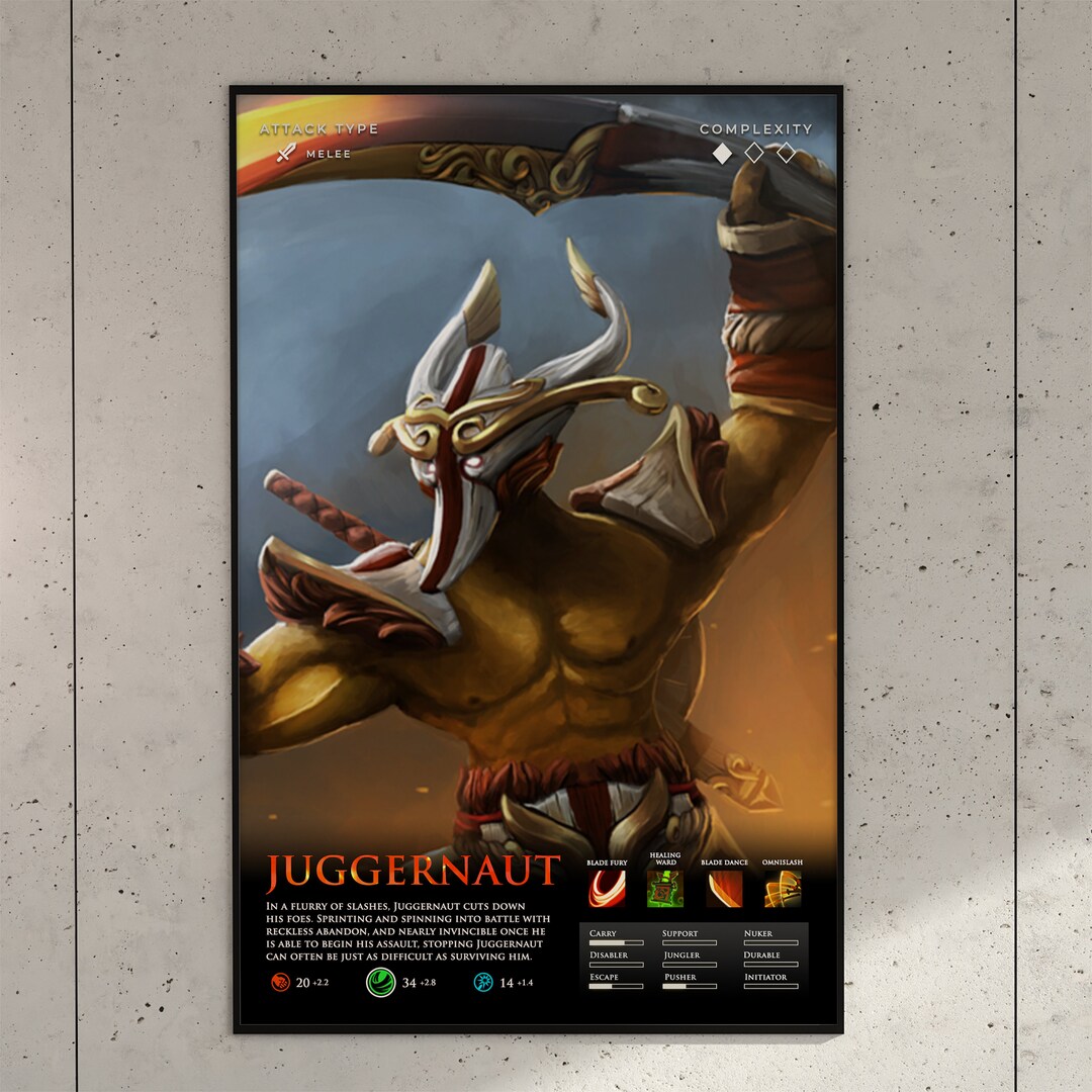 Juggernaut Dota 2 Game Anime Art Print Poster | Aesthetic Game Room ...