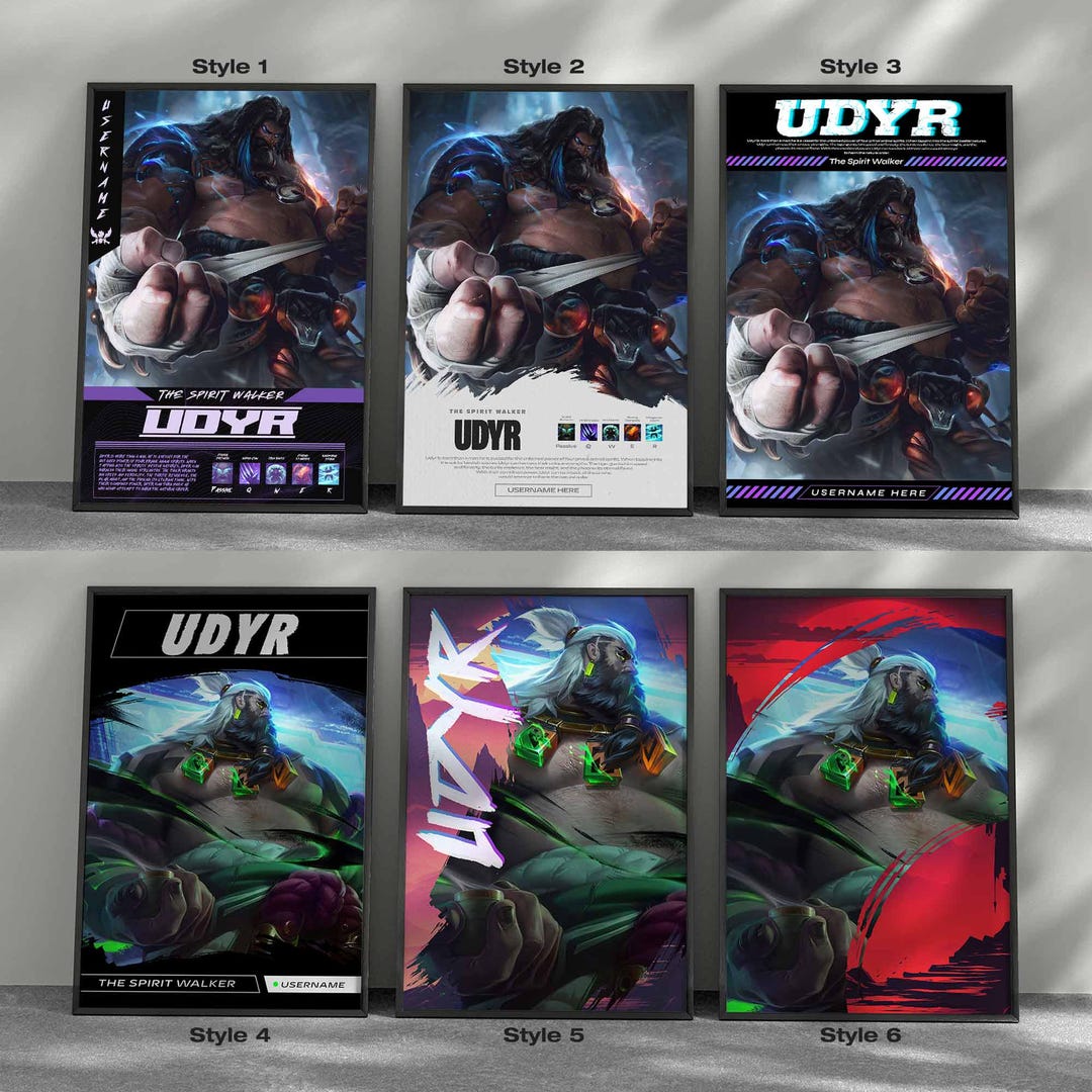 Udyr Custom LOL Poster Wall Art | Add Username | Perfect Gamer Gift ...
