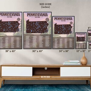 Pennsylvania State Parks Map List | Hiker Gift | Adventure Decor ...