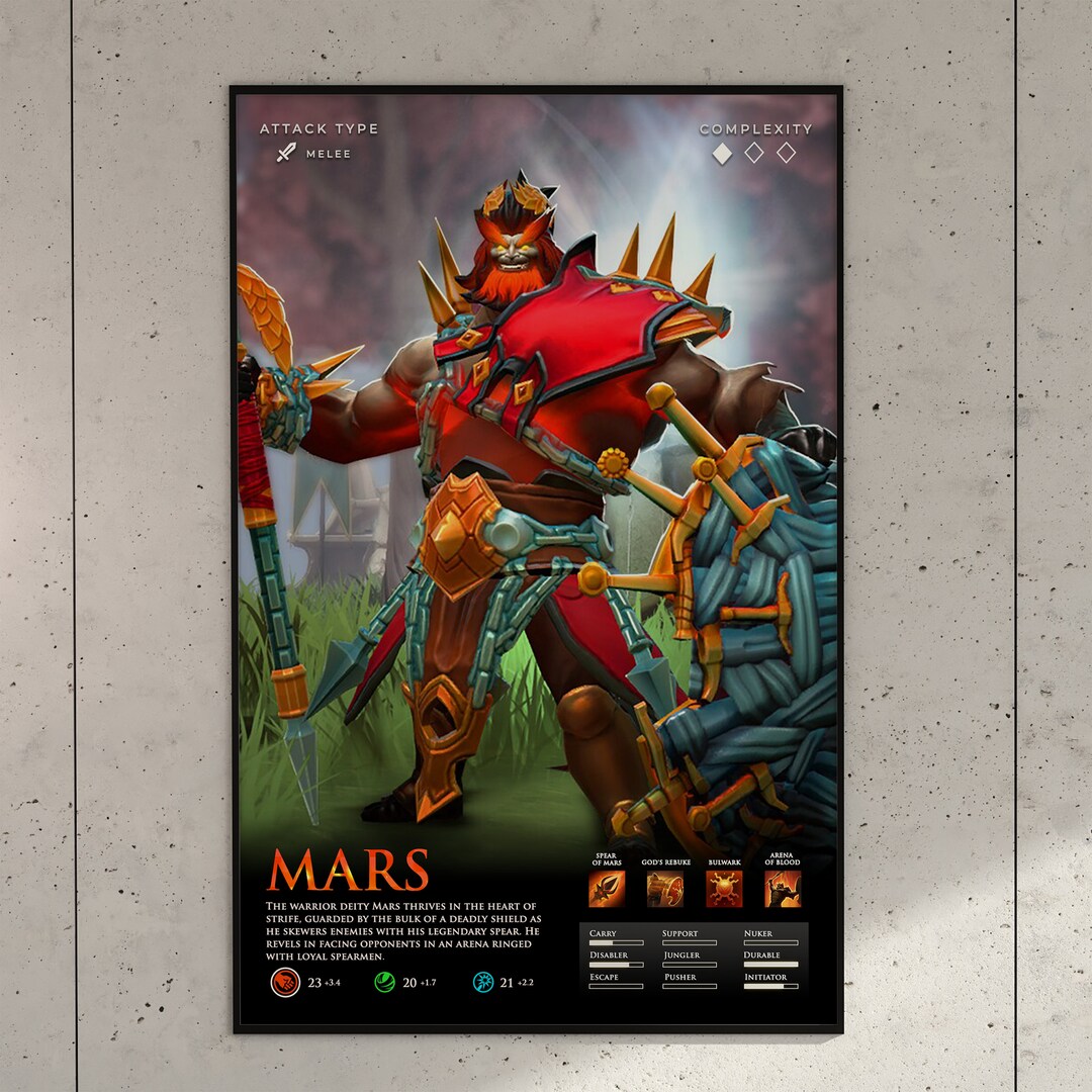 Mars Dota 2 Game Anime Art Print Poster | Aesthetic Game Room Decor ...