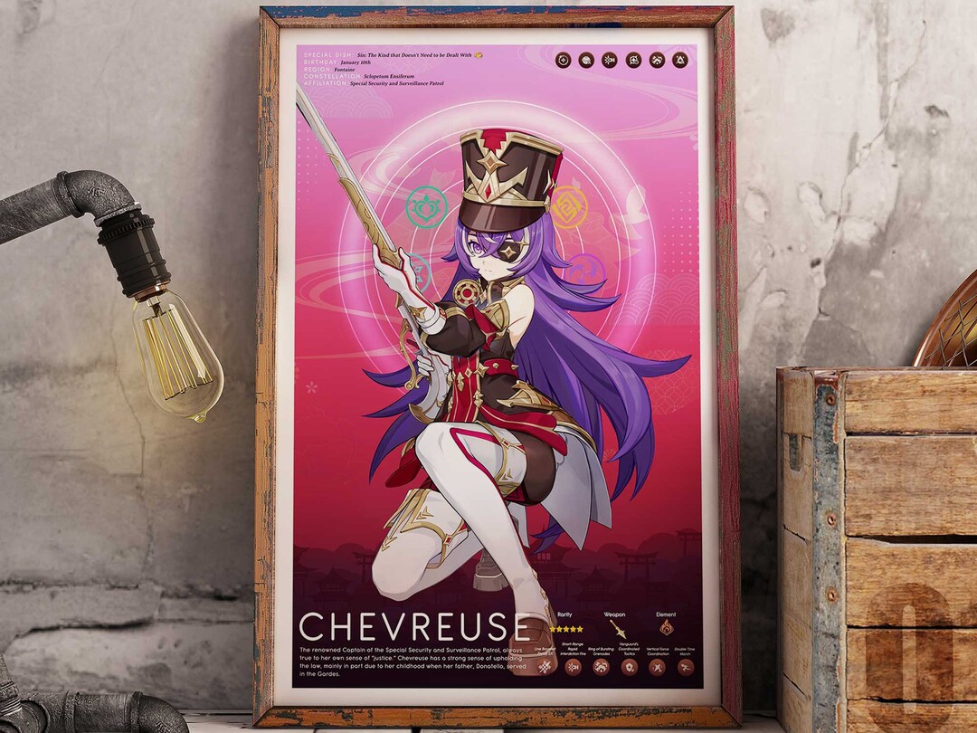 CHEVREUSE | Genshin Impact Profile Poster | Anime Poster | Gaming Print ...