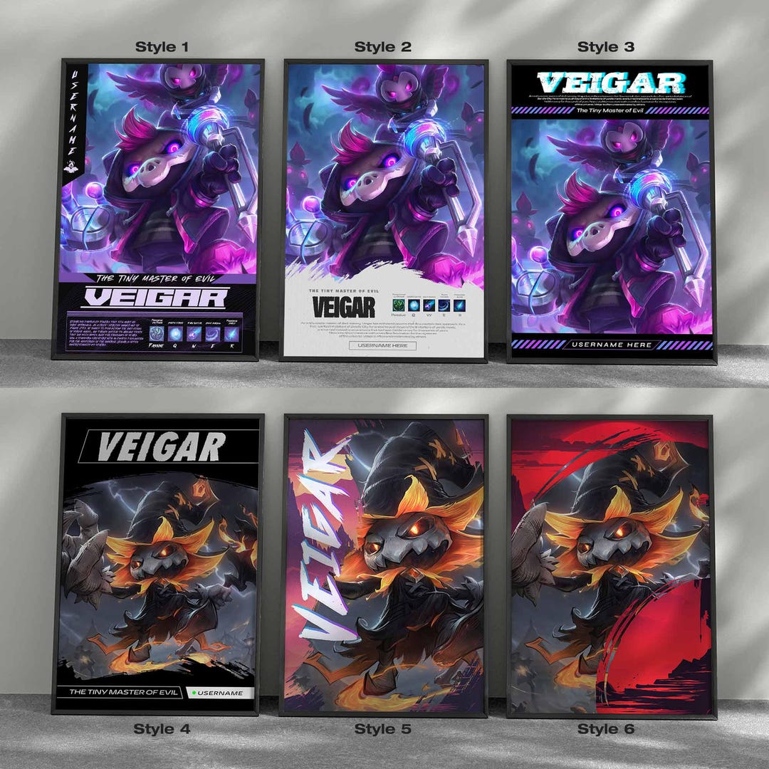Veigar Custom LOL Poster Wall Art | Add Username | Perfect Gamer Gift | Collectible | Gaming ...