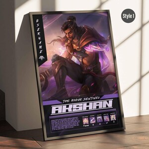 Akshan Custom LOL Poster Wall Art | Add Username | Perfect Gamer Gift ...