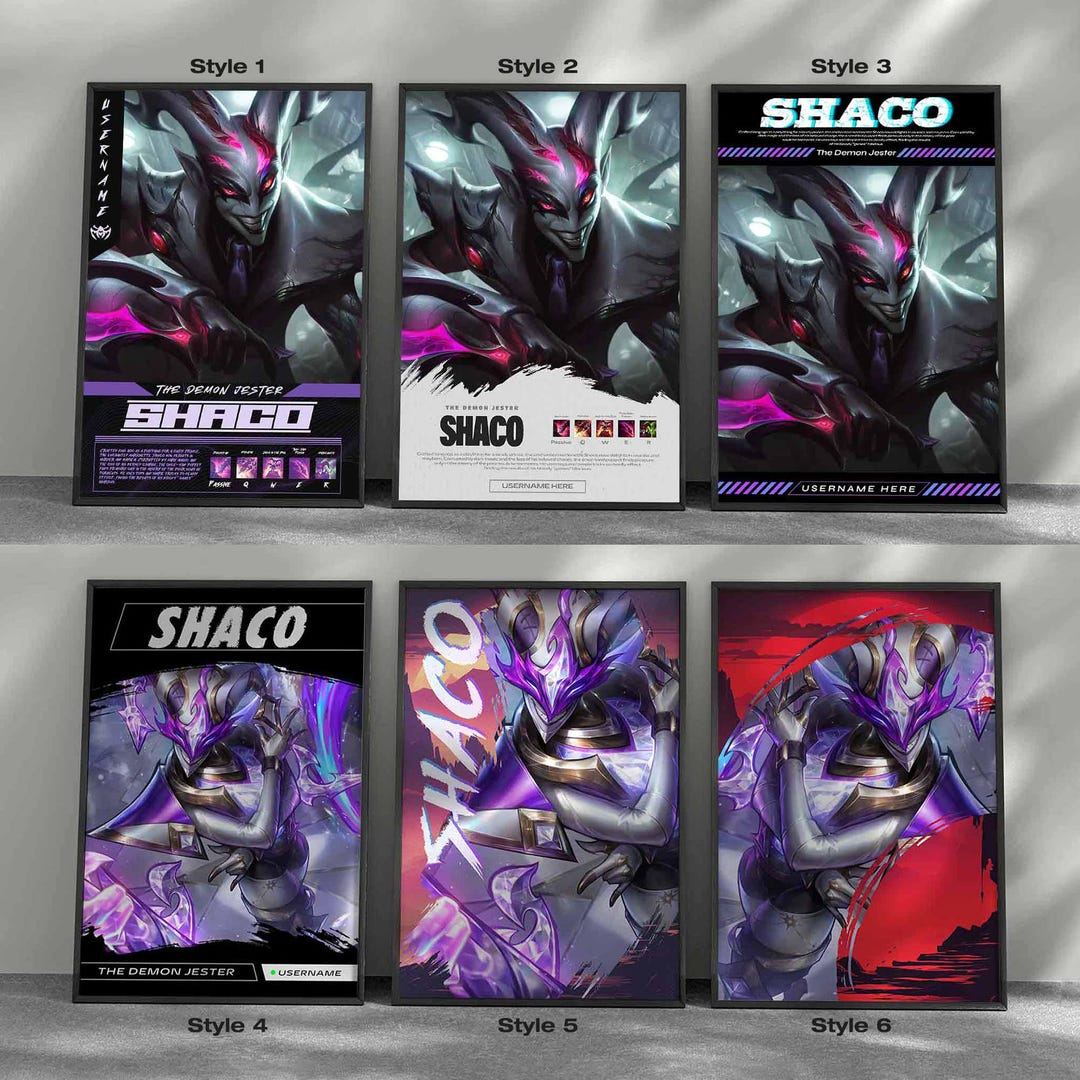 Shaco Custom LOL Poster Wall Art | Add Username | Perfect Gamer Gift ...