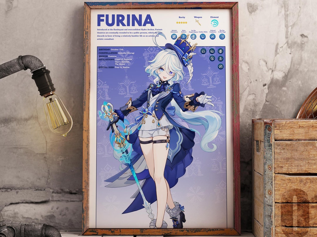 Furina | Genshin Impact Gaming Poster | Anime Poster | Gaming Print ...