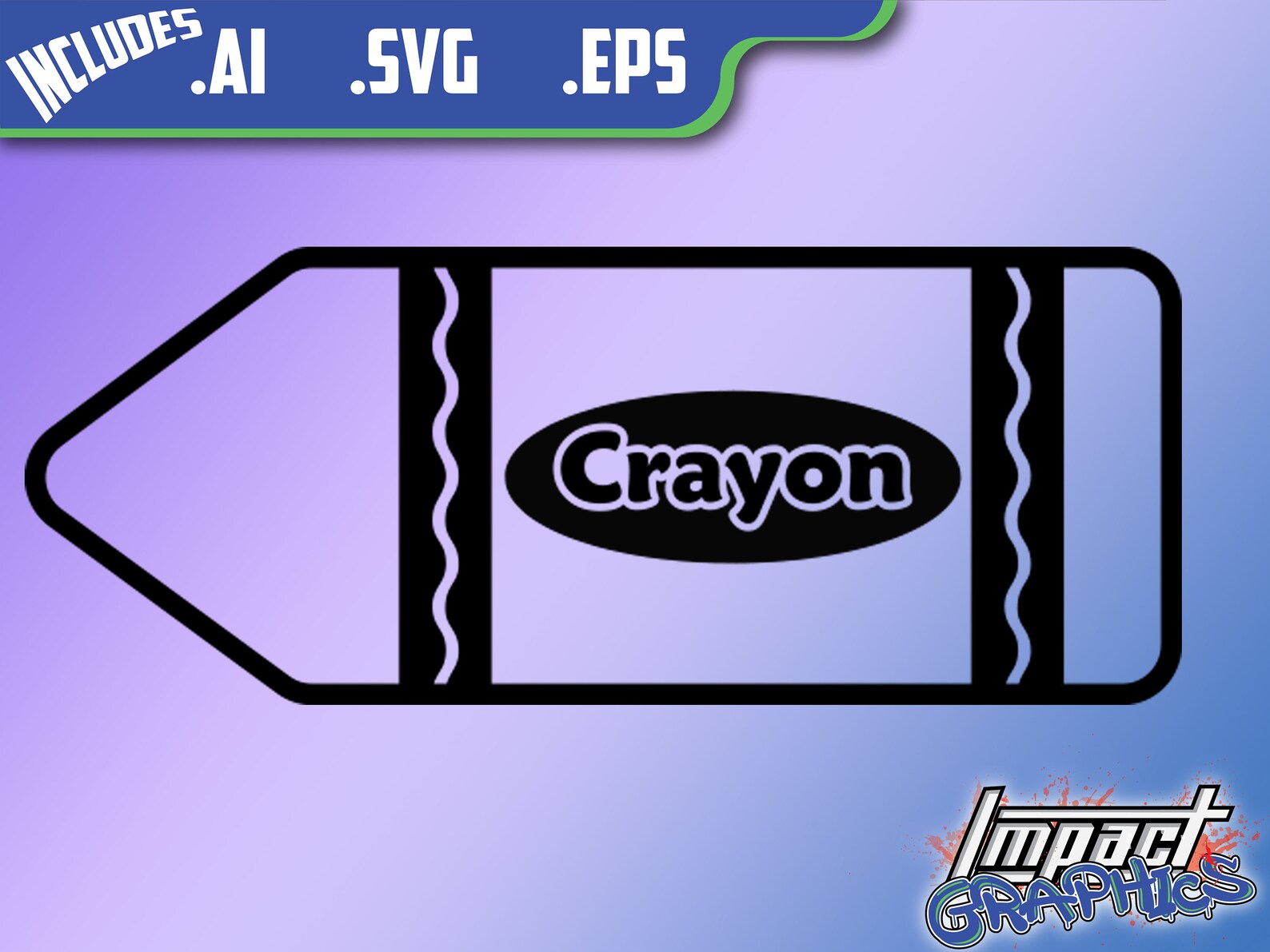 Vector File: Crayon Outline includes .SVG .EPS and .AI - Etsy