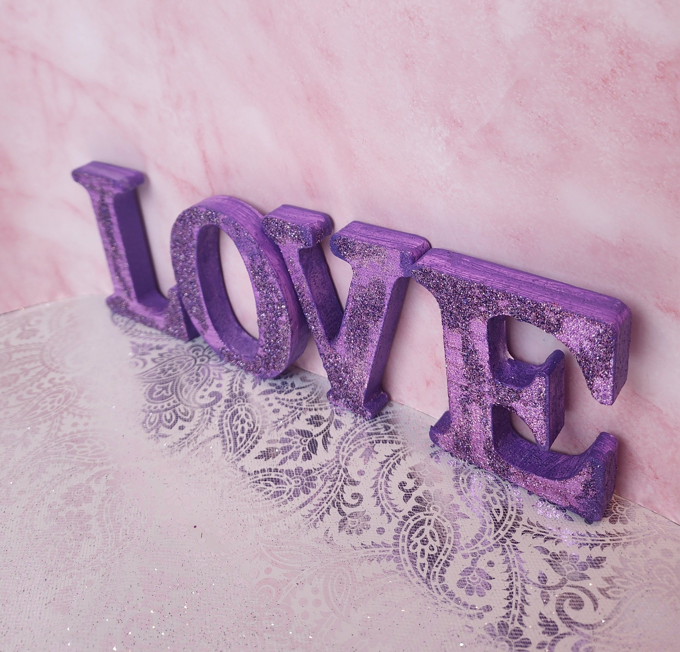 LOVE Block Letters for Bedroom Shelf Purple Decor Love Message for Her ...