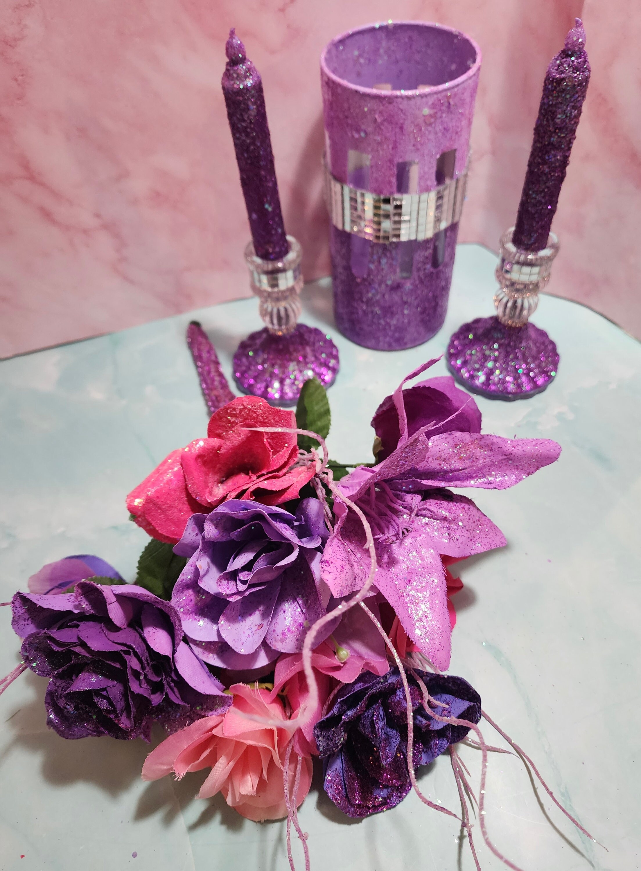 ONE of A Kind Purple Set /vase/flowers/candlesticks/holders for Her ...