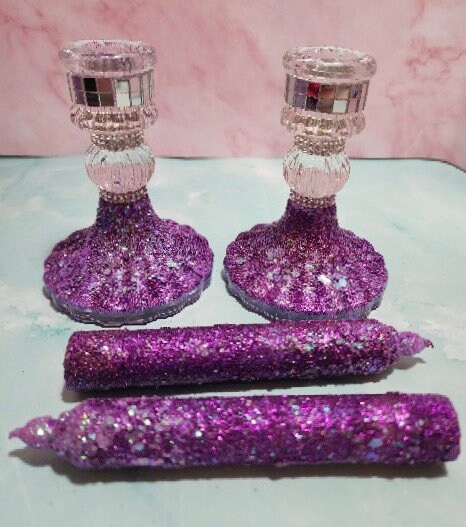 ONE of A Kind Purple Set /vase/flowers/candlesticks/holders - Etsy