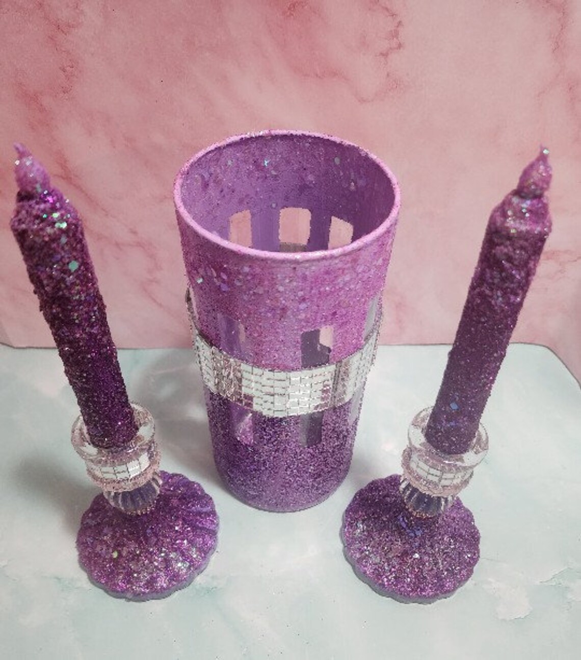 ONE of A Kind Purple Set /vase/flowers/candlesticks/holders - Etsy