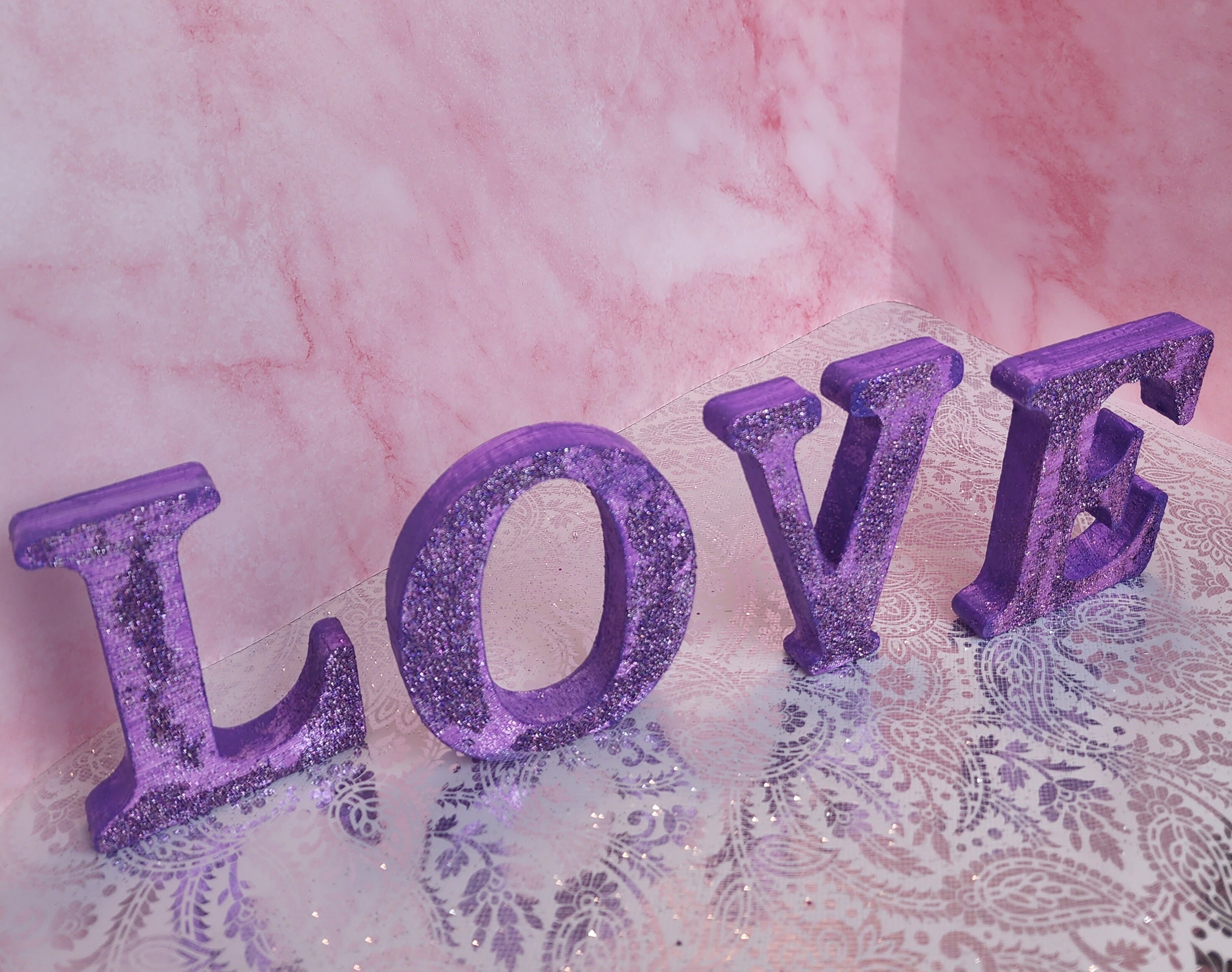 LOVE Block Letters for Bedroom Shelf Purple Decor Love Message for Her ...