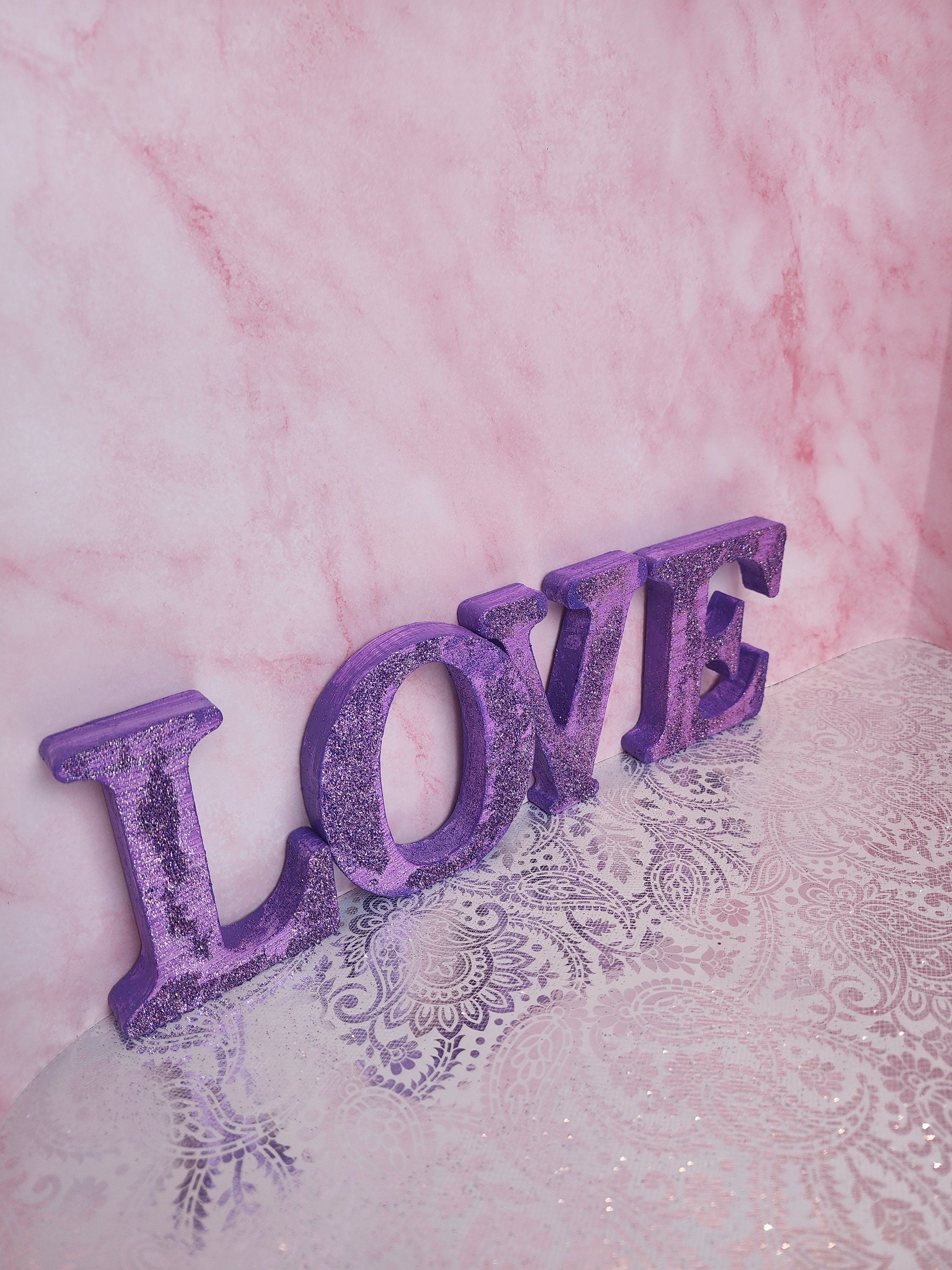 LOVE Block Letters for Bedroom Shelf Purple Decor Love Message for Her ...