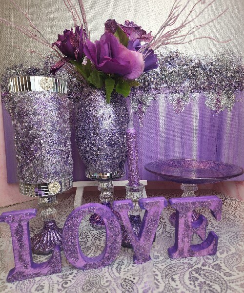 LOVE Block Letters for Bedroom Shelf Purple Decor Love Message for Her ...
