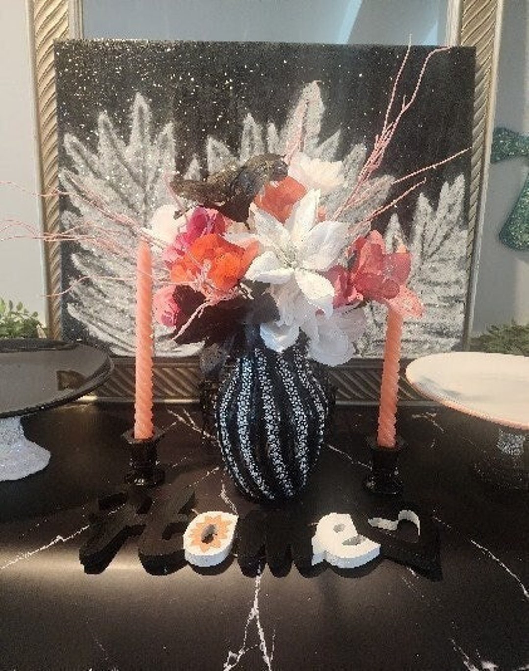 10 Piece Home Staging Set Serving Trays, Vase With Flowers, Candle ...