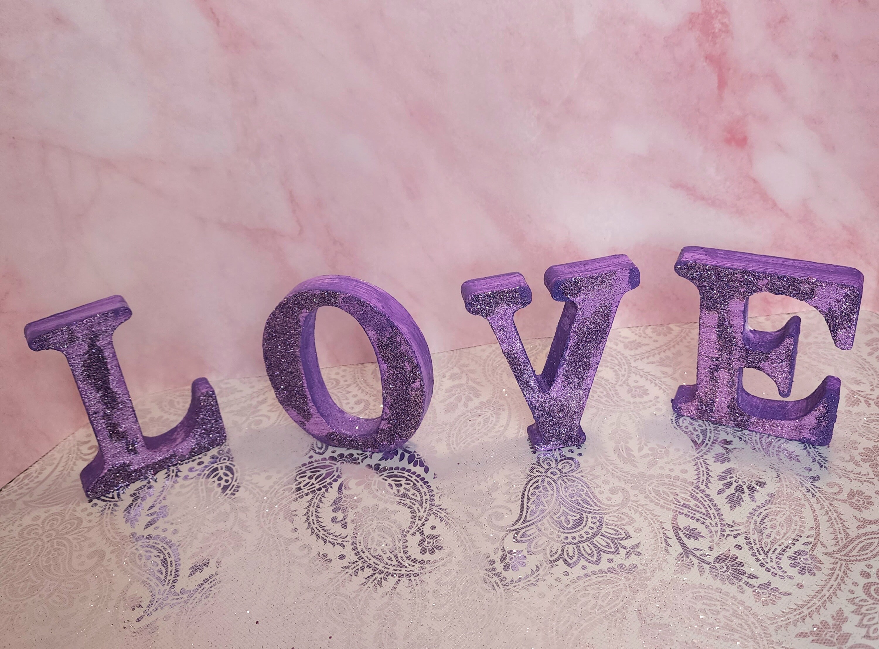 LOVE Block Letters for Bedroom Shelf Purple Decor Love Message for Her ...