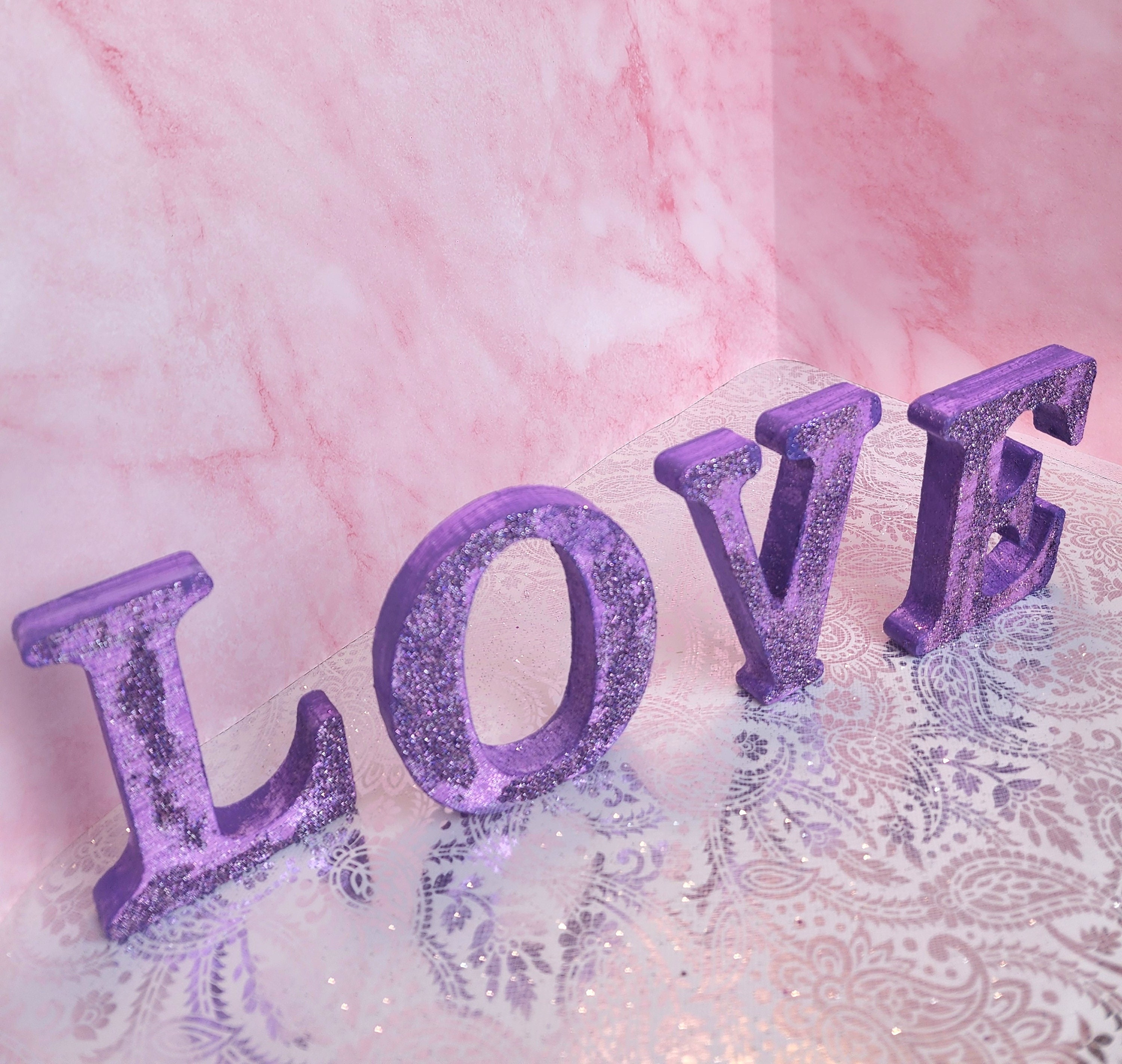 LOVE Block Letters for Bedroom Shelf Purple Decor Love Message for Her ...