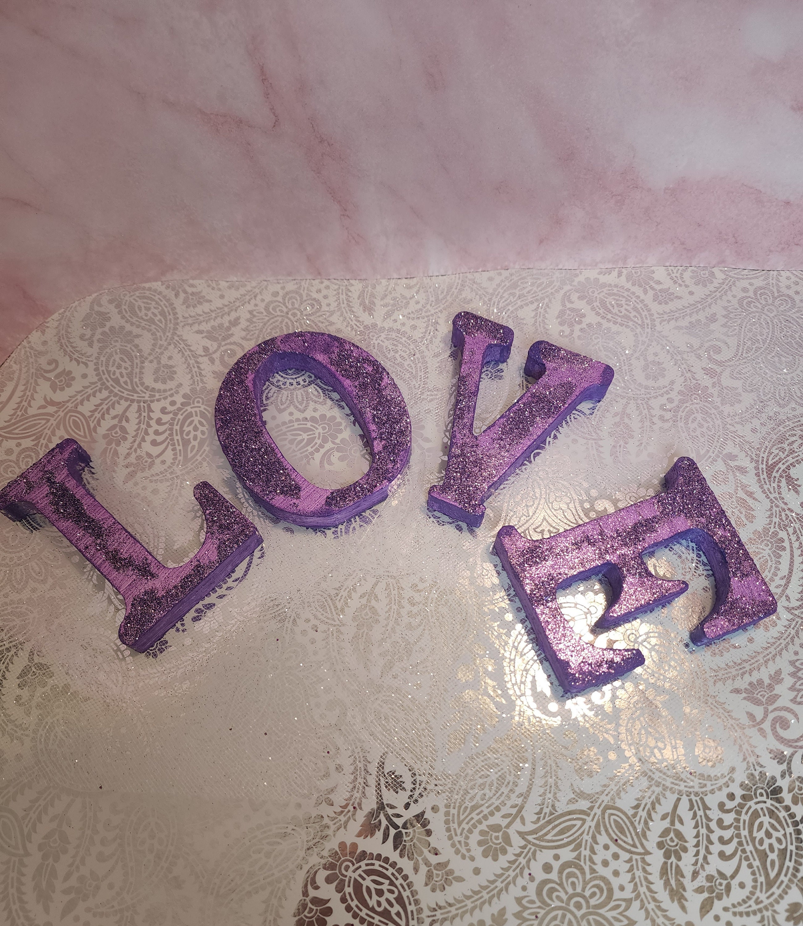 LOVE Block Letters for Bedroom Shelf Purple Decor Love Message for Her ...
