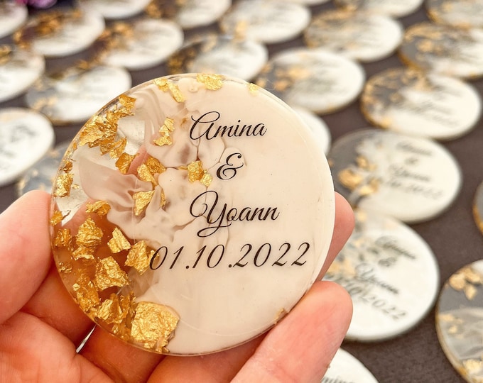 Personalized Epoxy Magnet Favor, Custom Epoxy Wedding Resin Gift ...